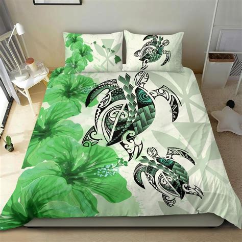 Polynesian Duvet Cover Set Hawaii Bedding Set Polynesia Turtle