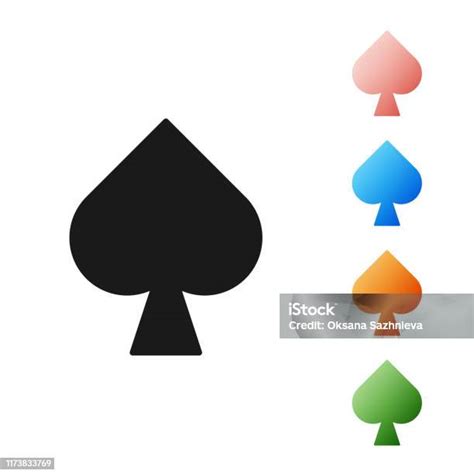 黑色撲克牌與黑桃符號圖示隔離在白色背景上賭場賭博設置圖示豐富多彩向量插圖向量圖形及更多21點圖片 21點 手 插圖 Istock