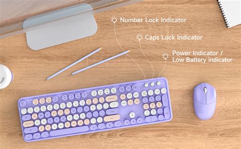Wireless Keyboard And Mouse Combo Mowux Colorful Computer Full Size 2 4g Plug And