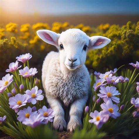 Cutest Easter Spring Lamb In Flowers Cute Adorable Cutest Easter