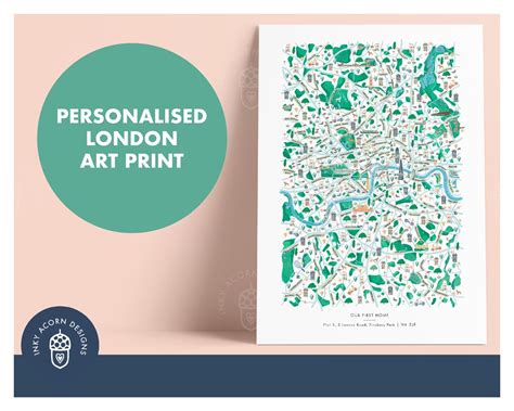 Personalised London Map Unframed Art Print Available In A5 A4 A3 Size
