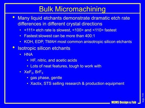 Bulk Surface Micromachining And Engg Stuff About Mems Pptx