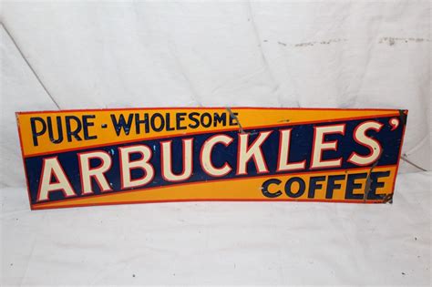 Vintage 1930s Arbuckles Coffee Restaurant Gas Oil 20 Embossed Metal