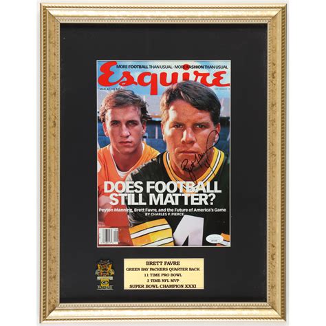 Brett Favre Signed Esquire Custom Framed Magazine Display With Official
