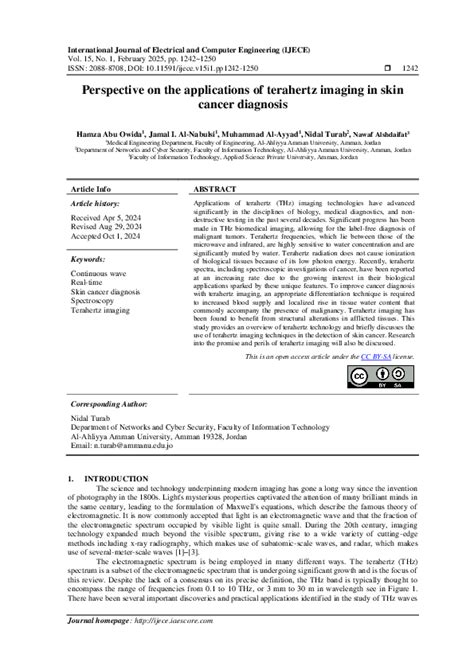 Pdf Perspective On The Applications Of Terahertz Imaging In Skin Cancer Diagnosis