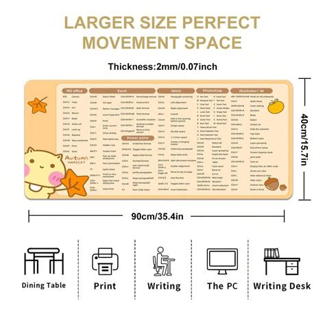1pc Windows Shortcut Mouse Pad Computer Function Shortcut Large Mouse