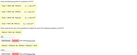 Solved Given the following equilibrium constants at 427∘C : | Chegg.com