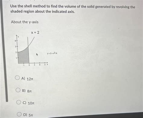 Solved Use The Shell Method To Find The Volume Of The Solid
