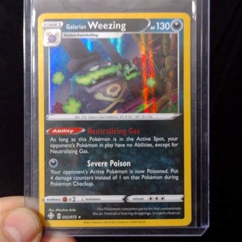 Pokemon Toys Pokemongalarian Wheezing Rare Holographic Cardmint Condition Poshmark
