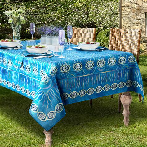Home Bargains Plus Blue Evil Eye 52 X 52 Inch Square Fabric Dining