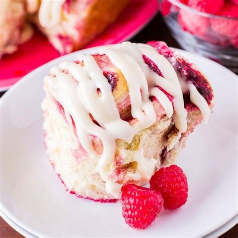 Homemade Raspberry Cinnamon Rolls With Cream Cheese Frosting