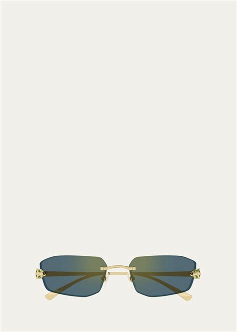 Cartier Panther Rimless Metal Rectangle Sunglasses Bergdorf Goodman