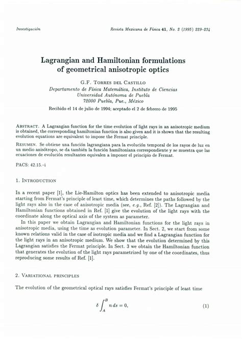 Pdf Lagrangian And Hamiltonian Formulations Of Geometrical
