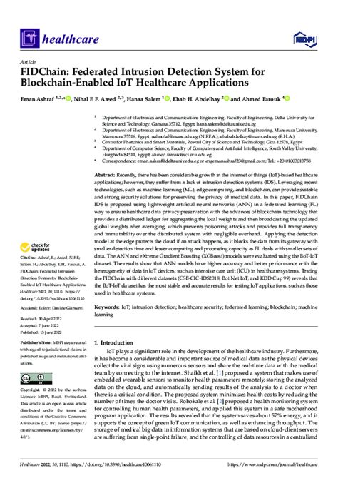 pdf fidchain federated intrusion detection system for blockchain