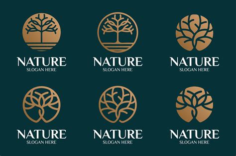 Linear Style Tree Logo Set 7958289 Vector Art At Vecteezy