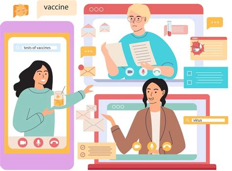 Premium Vector Virtual Meeting Online Teamwork Computer With Group Of