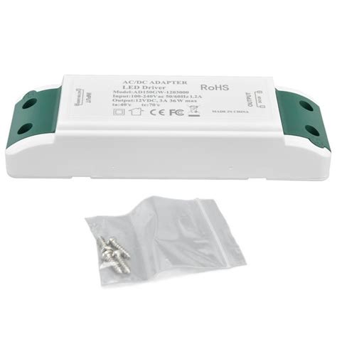 LED Power Driver 12V DC 36W 3A Constant Current Voltage Adapter LED ...