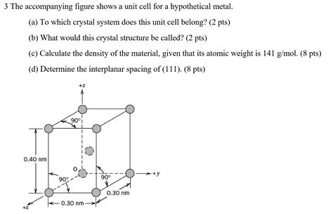 Solved 3 The Accompanying Figure Shows A Unit Cell For A