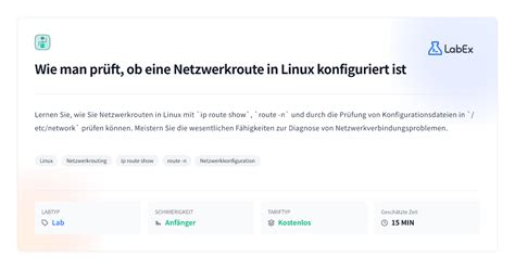 Wie Man Prüft Ob Eine Netzwerkroute In Linux Konfiguriert Ist Labex