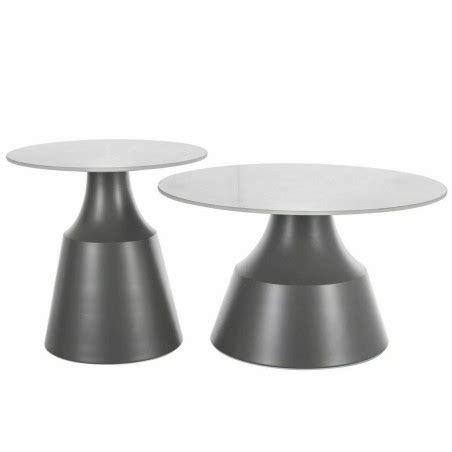 Ensemble de 2 tables d appoint Ø 50 et 70 cm en métal et céramique