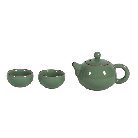 龙泉御茗青瓷西施壶一壶两杯便携旅行功夫茶具套装陶瓷冰裂茶壶 虎窝淘