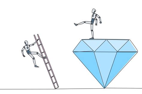 Continuous One Line Drawing Smart Robot Kicks Vector Image