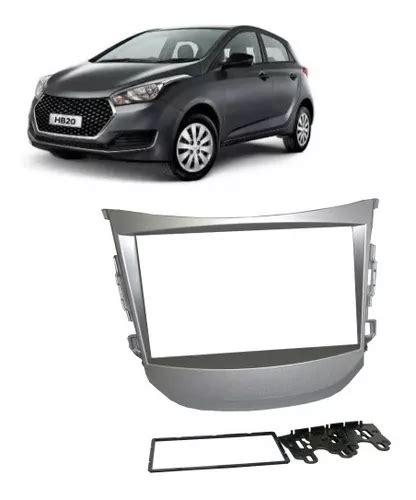 Moldura Painel Dvd Din Mp Hyundai Hb Hb S Hb X Prata Parcelamento Sem Juros