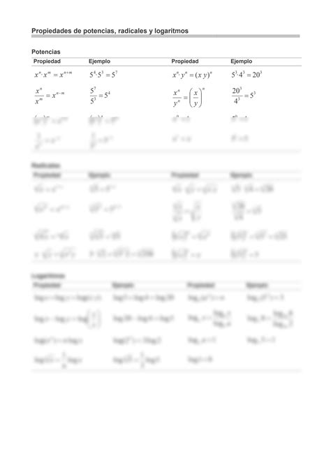 SOLUTION: Propiedades de potencias, radicales y logaritmos. Matemáticas - Studypool