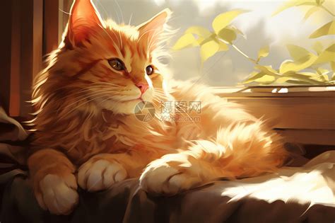 窗台上的橘色小猫插画图片下载 正版图片600738042 摄图网