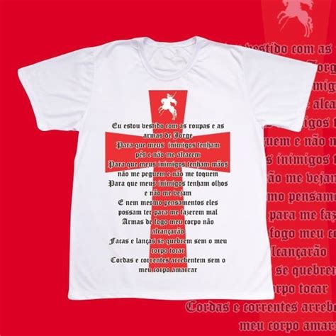 Camiseta Adulto São Jorge Oração e Cruz Vermelha Elo7