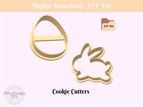 Stl File Easter Egg And Bunny Cookie Cutter 🥚 ・3d Print Design To