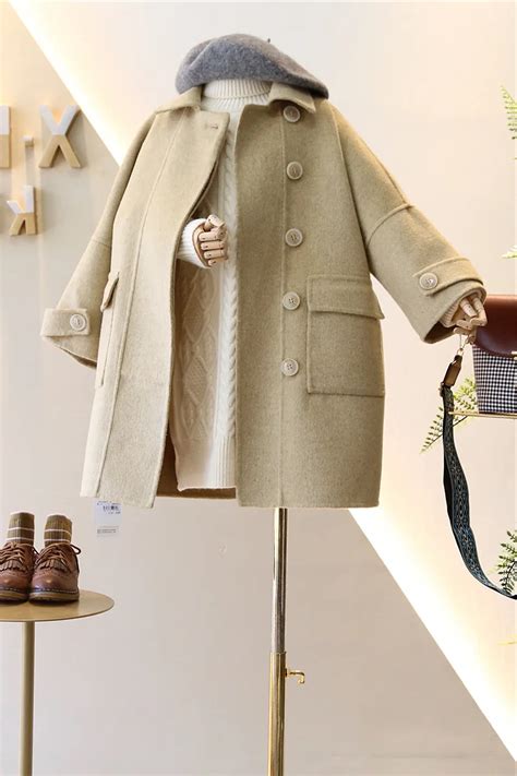 Модная шерстяная куртка для маленьких девочек плотные теплые зимние пальто с карманами и