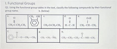 Solved I Functional GroupsQ1 Using The Functional Group Chegg