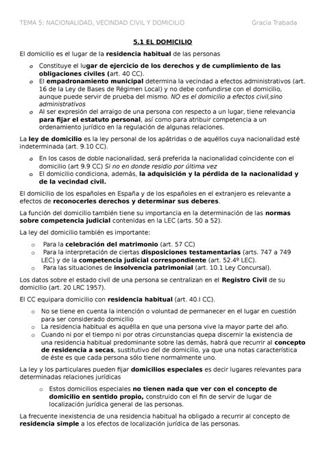Tema 5 Apuntes Derecho De La Persona Guam Curso 1 1º Dade Tema 5