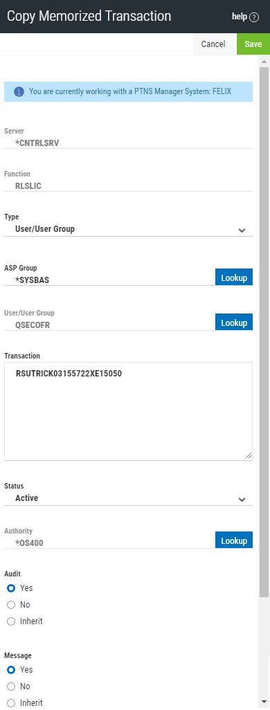 Copy A Memorized Transaction Screen