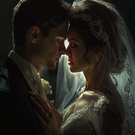 Casal de amor e ao ar livre para o dia do casamento sorriso e celebração com romance Foto Premium