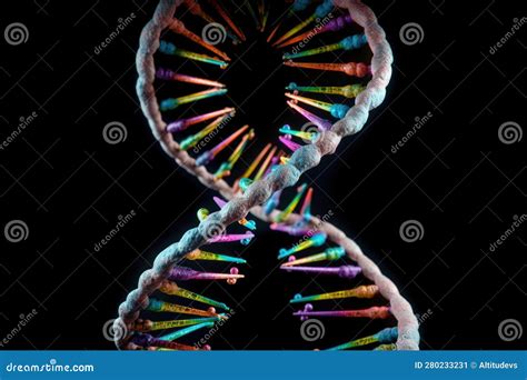 Dna Double Helix With Its Complementary Base Pairs Visible Forming