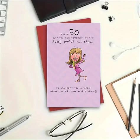 Funny 50th Birthday Greeting Card With Retro Lyrics Theme Humorous