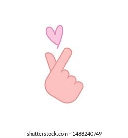 Korean Love Sign Hand Gesture Romance เวกเตอรสตอก ปลอดคาลขสทธ