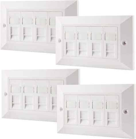 Rhinocables Cat5e Ethernet Faceplate Double 2 And Quad 4 Rj45 Gang Wall Sockets Simple Cat 5