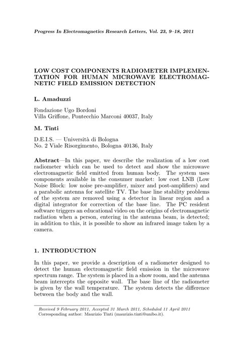 Pdf Low Cost Components Radiometer Implementation For Human Microwave Electromagnetic Field