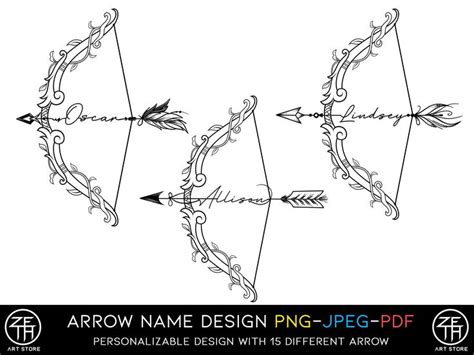 Custom Boho Arrow Name Tattoo Design Digital Download Etsy Name