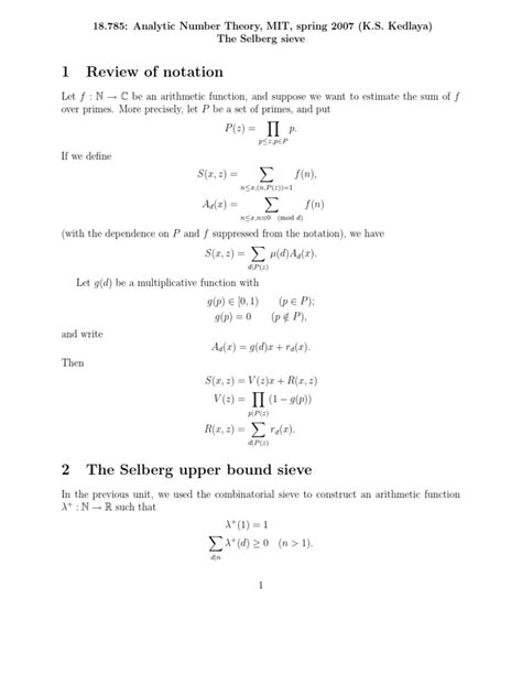 Selberg Pdf Prime Number Mathematical Concepts