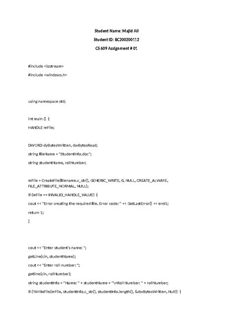 Practical Of CS609 Student Name Majid Ali Student ID BC CS 609