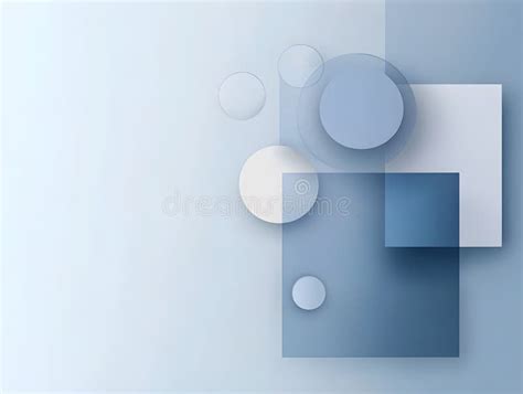 Geometric Abstract Design Featuring Overlapping Circles And Squares In Various Shades Of Blue