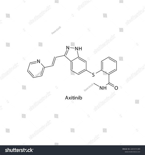 Axitinib Molecule Flat Skeletal Structure Tyrosine Stock Vector