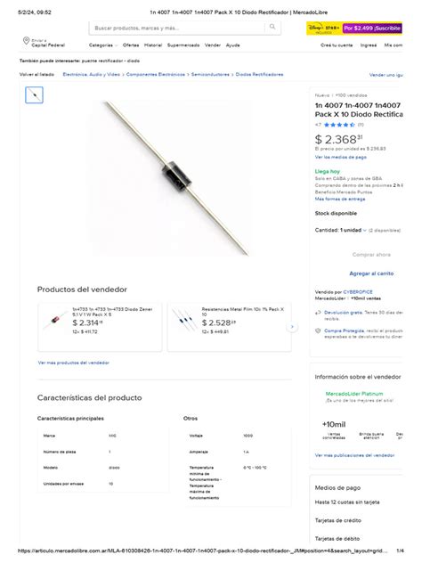 1n 4007 1n-4007 1n4007 Pack X 10 Diodo Rectificador | PDF | Diodo ...