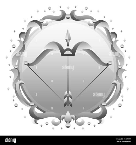 Sagittarius Zodiac Sign With Silver Frame Horoscope Symbol Stock