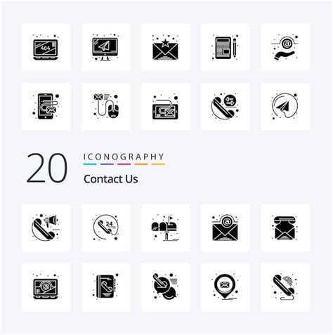 Premium Vector | 20 Contact Us Solid Glyph icon Pack like phone contacts box subscription email