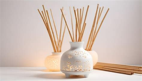 Premium Photo Aroma Diffuser With Bamboo Sticks On A White Background